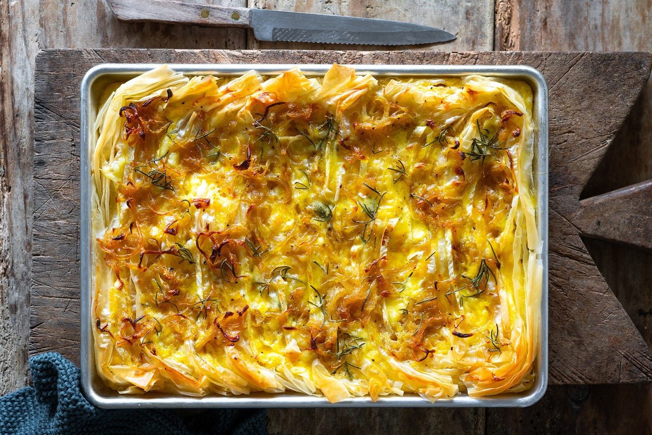 Caramelised Onion, Rosemary & Camembert Crinkle Pie - Timos